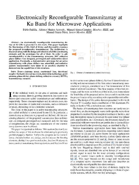 Pdf Electronically Reconfigurable Transmitarray At Ku Band For Microwave Applications