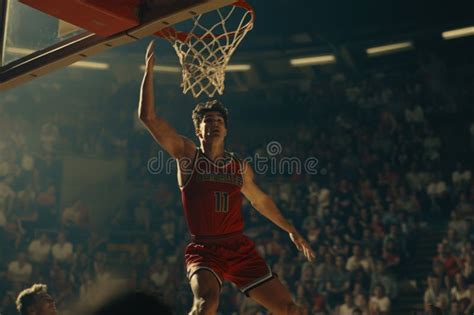 A Dynamic Slam Dunk Under The Stadium Lights Stock Illustration Illustration Of Athlete Hoop