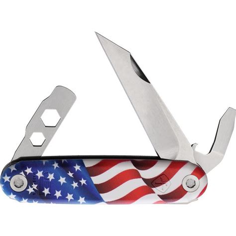 American Service 004flg The Iron Sides Folder Seax Knife Flag Handles