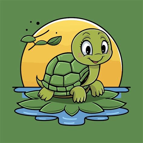 Premium Vector A Turtle Is Sitting In A Puddle Of Water