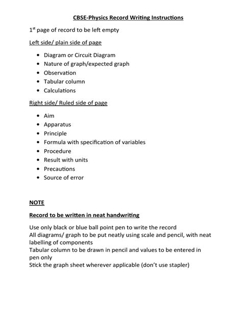 Cbse Physics Record Writing Pdf