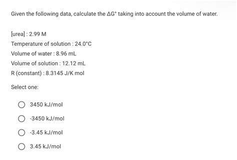Solved Given The Following Data Calculate The Δg° ﻿taking