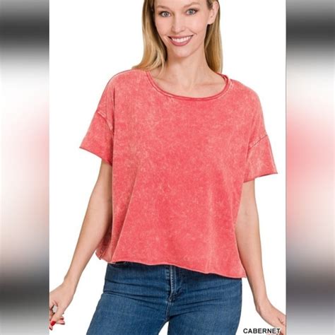 Zenana Outfitters Tops Zenana Acid Wash Crop Top Poshmark