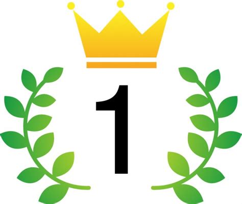 月桂冠と王冠に飾られた1位 無料イラスト素材｜素材ラボ