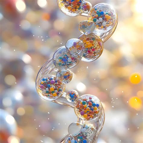 A Dna Double Helix Made Of Glass Spheres With Colorful Particles