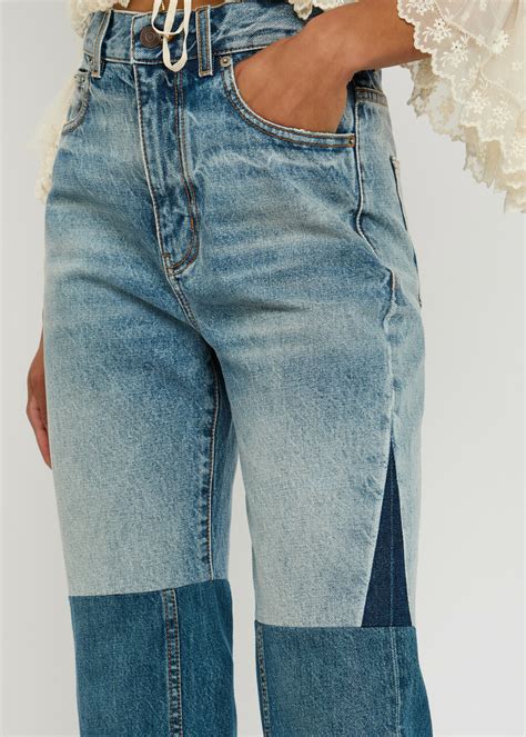 Chloe Patchwork Flared Leg Jeans Denim Chloe