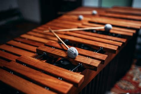Primer Plano De Xilófono Instrumento De Percusión De Madera Foto Premium