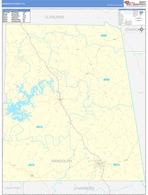 Randolph County Al Zip Code Wall Map Basic Style By Marketmaps Mapsales