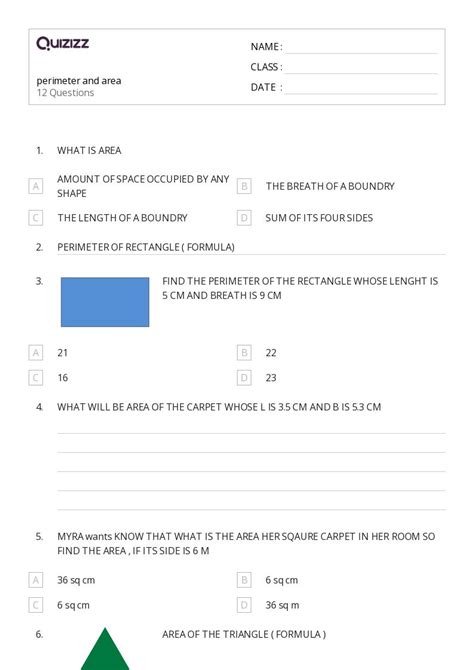 50 Perimeter Of A Rectangle Worksheets For 5th Class On Quizizz Free