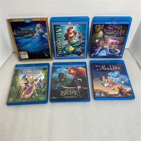 Disney Blu Ray Movie Lot Of 12 Aladdin Cinderella Little Mermaid Beauty
