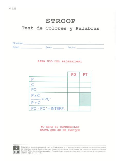 Protocolo Test De Stroop Pdf