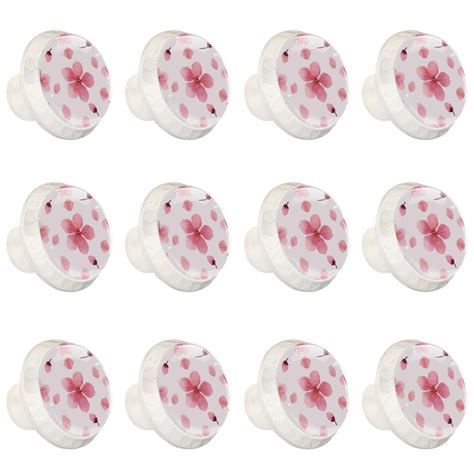 12 Pcs Pink Cherry Blossom Knobs For Kitchen Cabinet Cupboard Dresser Bookcase Drawer Pulls
