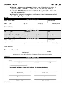 Bill Of Sale Forms