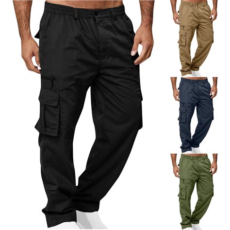 Guisaled Baggy Cargo Pants Men Relaxed Fit Straight Leg Trousers Solid