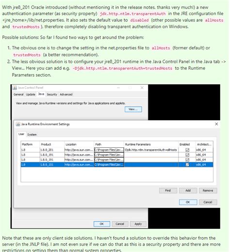 Windows Authentication Ntlm No Longer Working With Java Webstart