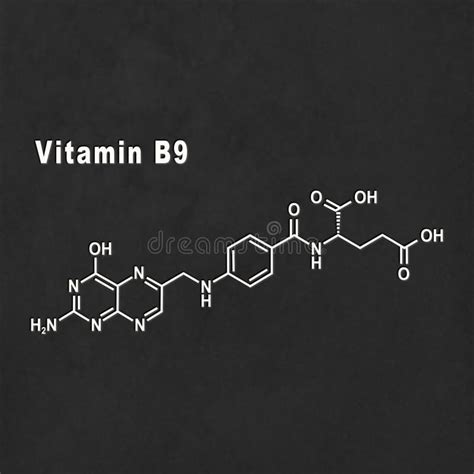 Vitamin B9 Folic Acid Structural Chemical Formula Stock Illustration