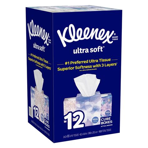 Kleenex Ultra Soft Facial Tissue 3 Ply 85 Count 12 Pack