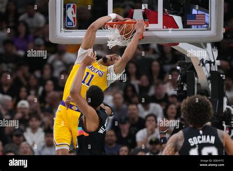 Los Angeles Lakers Center Jaxson Hayes 11 Dunks To Score Over San Antonio Spurs During The