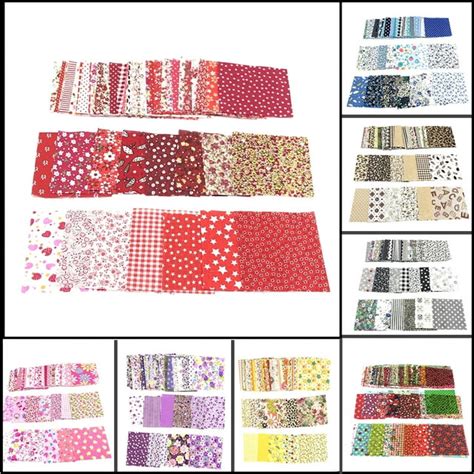 Fairnull 50pcs 10x10cm Floral Patchwork Cotton Fabric Plain Cloth For Diy Sewing Quilting