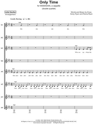 Only Time Sheet Music By Enya