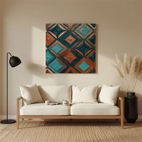 Hokku Designs Southwestern Patterns Zuni Diamonds 237 Brown Metal Wall