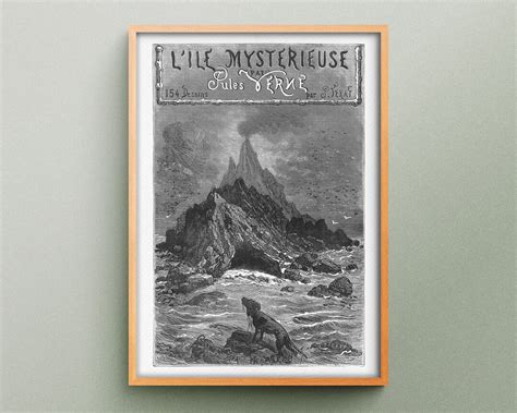 The Mysterious Island Etching Print Jules Verne Book Illustration