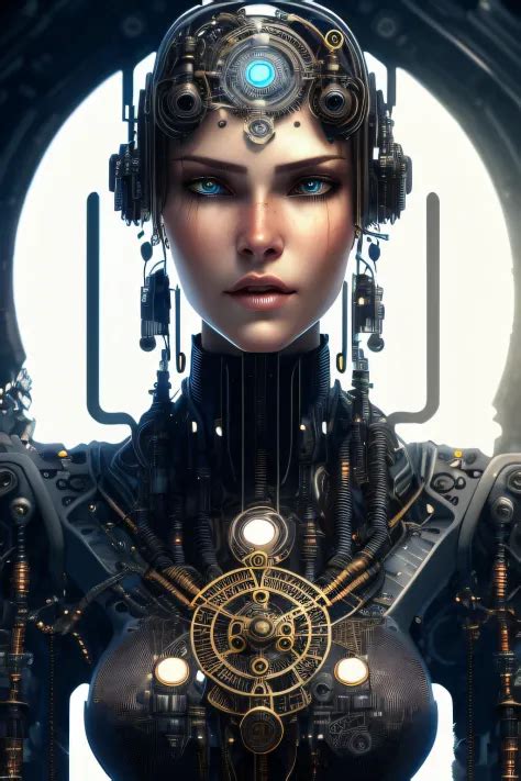 Full Body Cyborg Full Length Portrait Detailed Face Symmetric