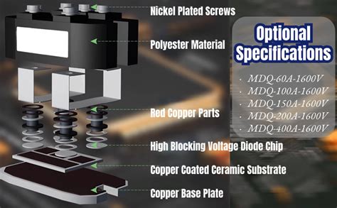 Black Single Phase Diode Bridge Rectifier Module 150a Amp High Power