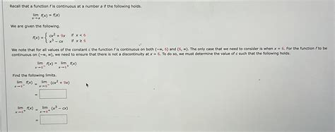 Solved Recall That A Function F ﻿is Continuous At A Number A