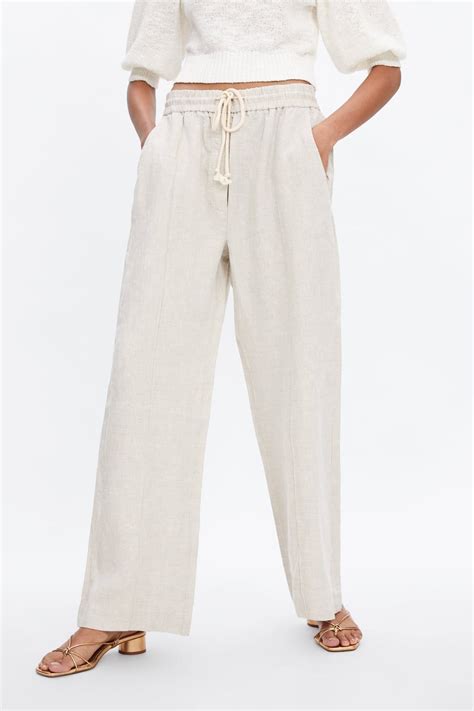 Venta Pantalones De Lino Mujer Zara En Stock