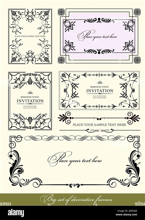 Set Of Black Decorative Frames Can Be Used As Invitation Card Vector