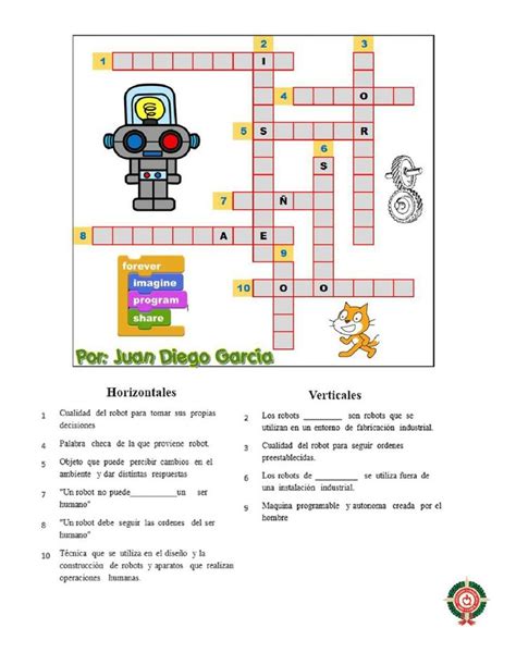 Crucigrama RobÓtica Worksheet Programación Para Niños Crucigramas Informatica Y Computacion
