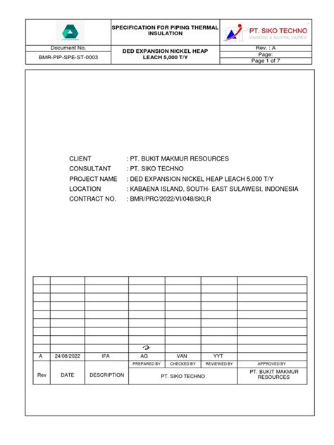 Piping Thermal Insulation Specification Pdf Pipe Fluid Conveyance
