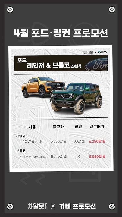 미국스러운 자동차 픽업트럭 포드 레인저와 랭글러의 라이벌 브롱코의 4월 최대할인은 Shorts Youtube
