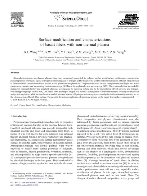Pdf Surface Modification And Characterizations Of Basalt Fibers With