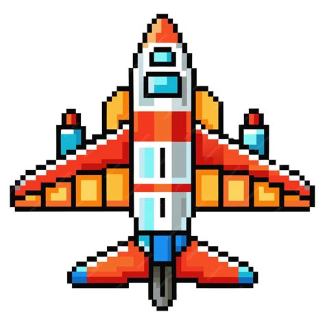 Ilustração De Aeronaves De Caça A Jato Retro Pixel Art Para Design De