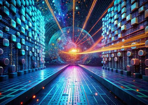immersive 3d binary code matrix exploring the intricate network of
