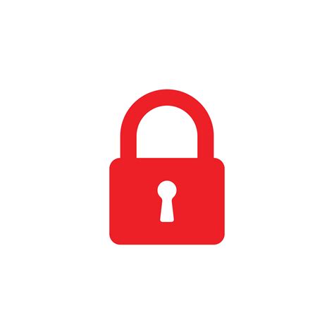 Eps10 Red Vector Security Padlock Solid Art Icon Isolated On White