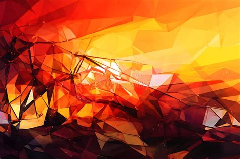 Dynamic Abstract Background With Intersecting Lines And Polygons In A Gradient Of Warm Vibrant