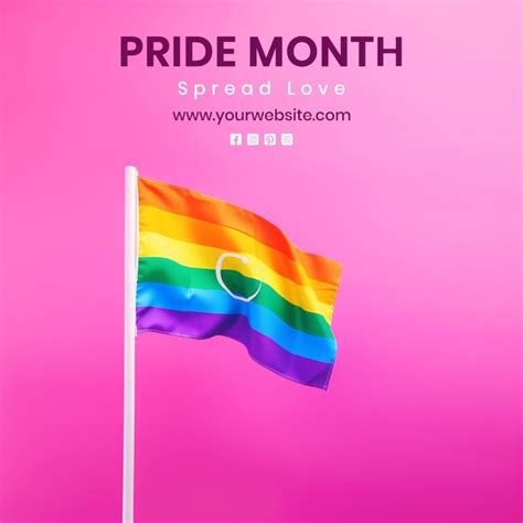 Pride Day Concept Vibrant Rainbow Flag Waving Scene On Pink Background