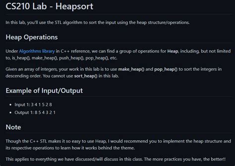 Solved Cs210 Lab Heapsort In This Lab Youll Use The Stl