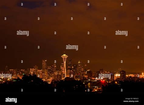 Downtown View With Space Needle At Night Kerry Park Seattle