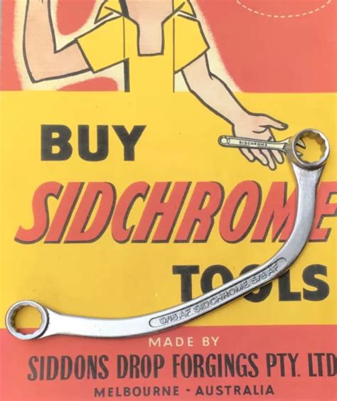 Sidchrome Aust Vintage Half Moon Ring Spanner Wall Cabinet Toolbox
