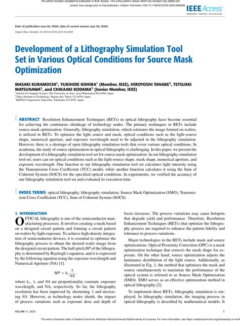 Pdf Development Of A Lithography Simulation Tool Set In Various Optical Conditions For Source