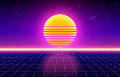 Retro Landscape In Purple Colors Futuristic Vector Image
