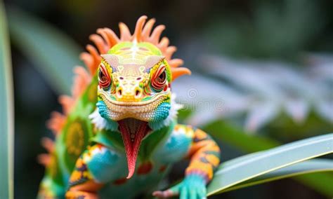 A Colorful Vibrant Iguana With Intricate Scale Patterns In Shades Of