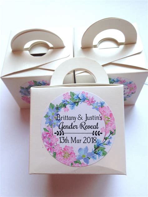 Gender Reveal Labels Gender Reveal Favour Stickers Floral Etsy