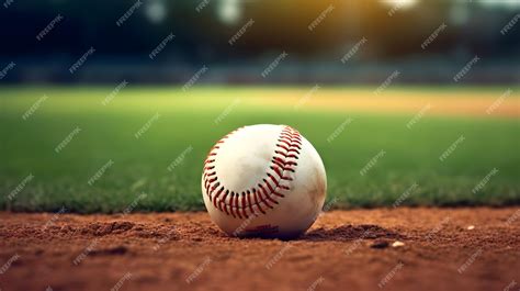 Premium Ai Image Baseball On The Green Grass Field Background