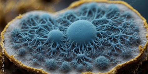 Mushroom Mycelium Under The Microscope Mushroom Spores Mold Fungi In