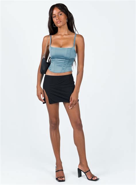 Zora Satin Corset Top Blue Princess Polly